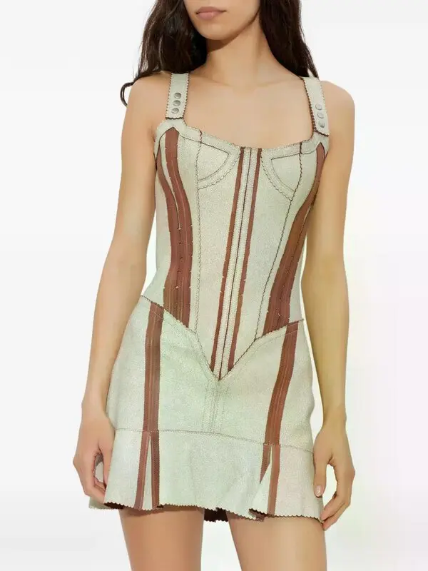 KNWLS Scallop Striped Mini Dress