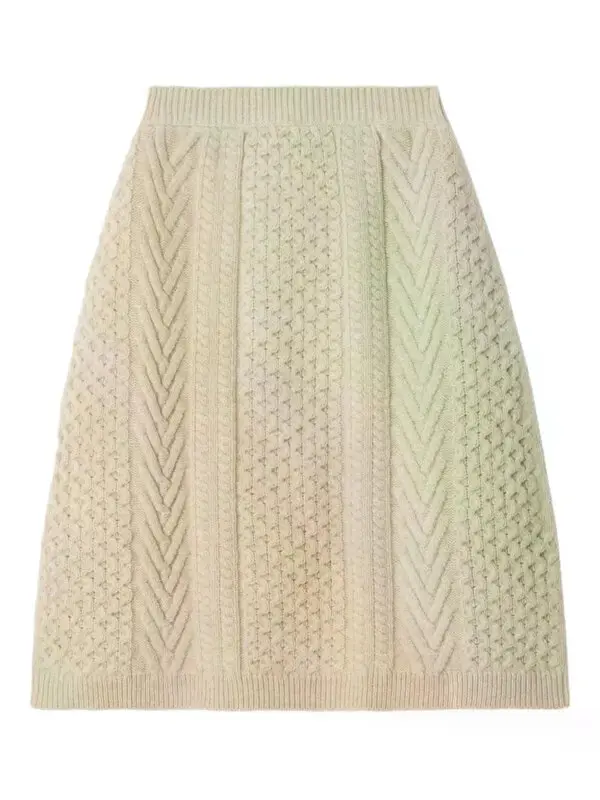 Burberry Aran Knit Equestrian Knight A-line Midi Skirt