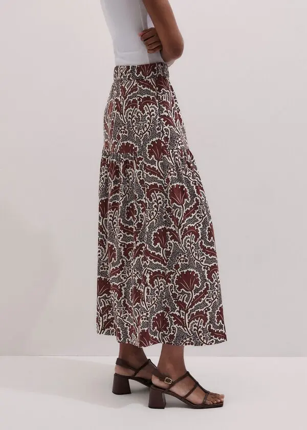 ME+EM Rising Wildflowers Print Tiered Maxi Skirt