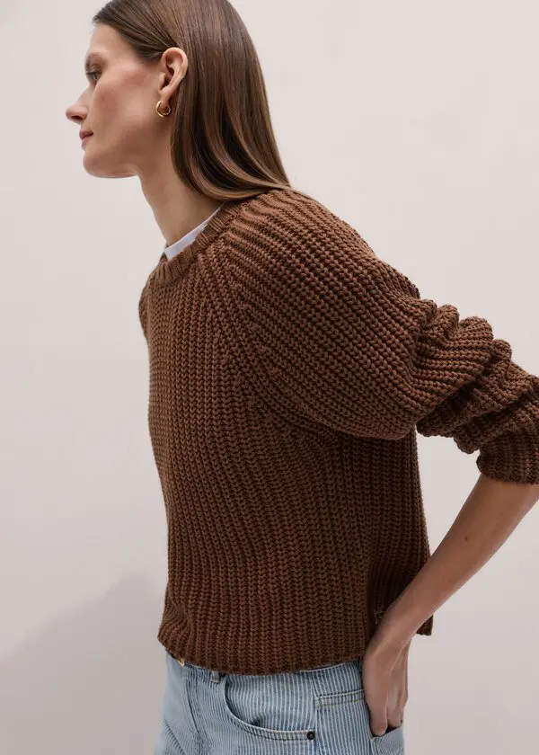 ME+EM Chunky Raglan Jumper - Walnut Brown