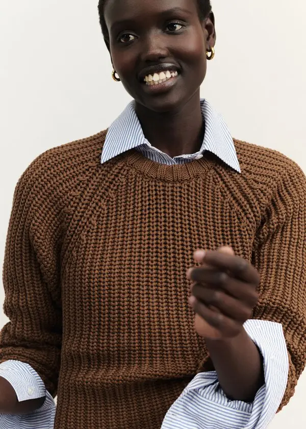 ME+EM Chunky Raglan Jumper - Walnut Brown