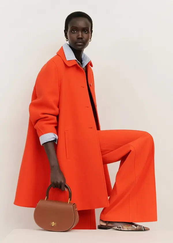 ME+EM Sculptural Sleeve Swing Coat - Tangerine Orange