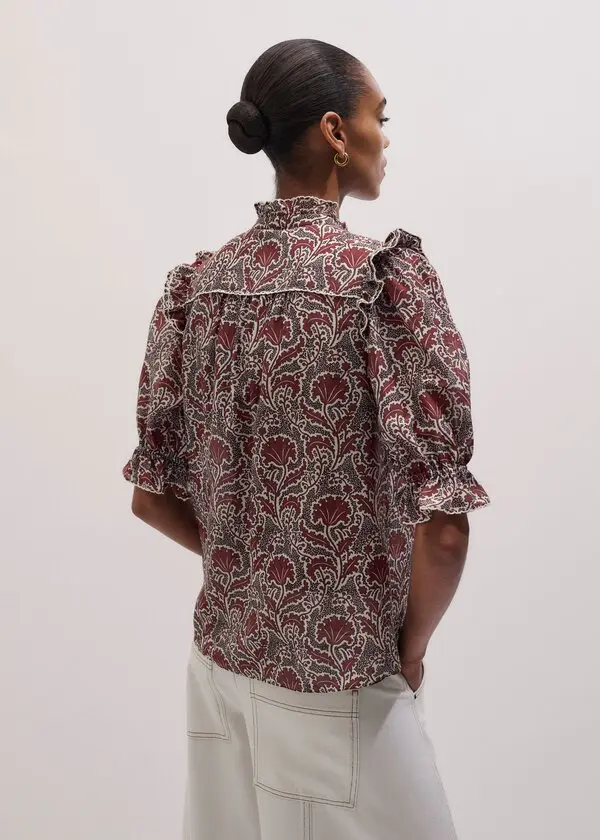 ME+EM Silk Cotton Wildflower Print Blouse