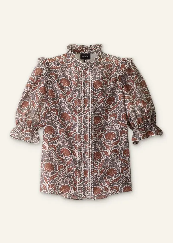 ME+EM Silk Cotton Wildflower Print Blouse