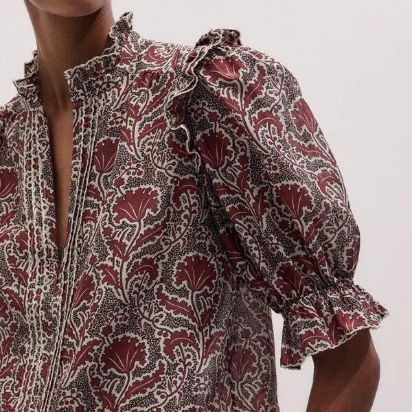 ME+EM Silk Cotton Wildflower Print Blouse