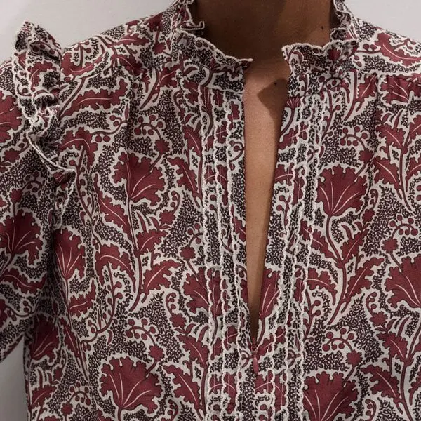 ME+EM Silk Cotton Wildflower Print Blouse