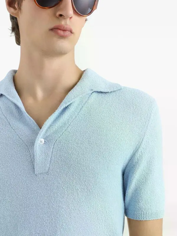 Dolce & Gabbana Collared Knitted Polo Shirt - Blue