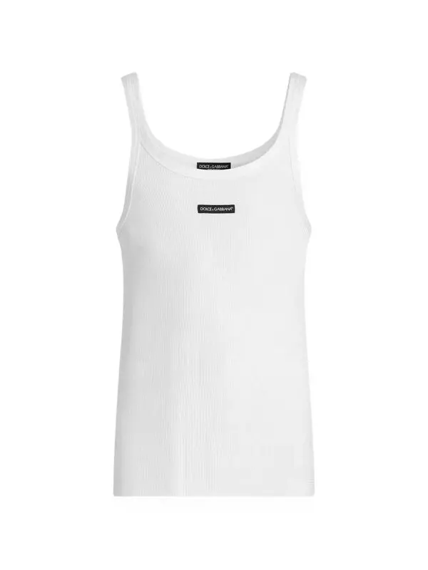 Dolce & Gabbana Ribbed Logo-patch Vest - White