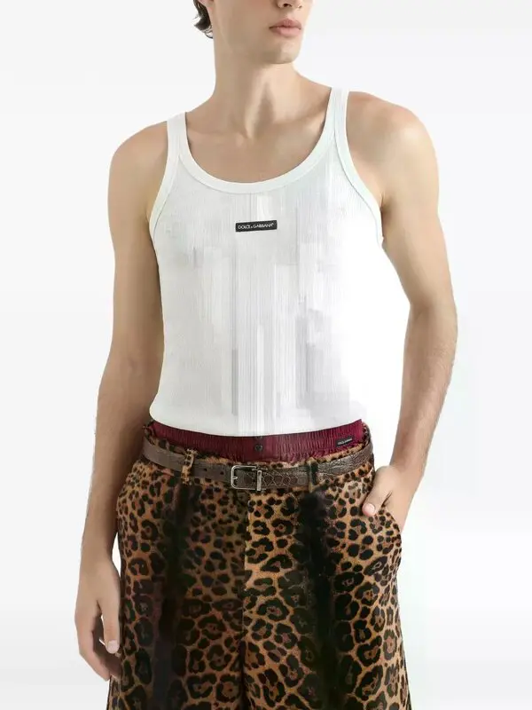 Dolce & Gabbana Ribbed Logo-patch Vest - White
