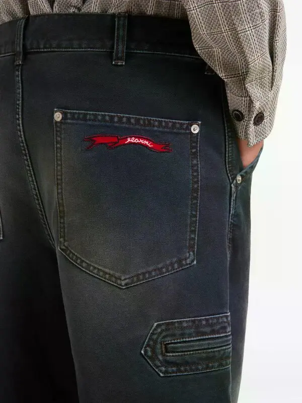Marni Flag-patch Faded Jeans - Black