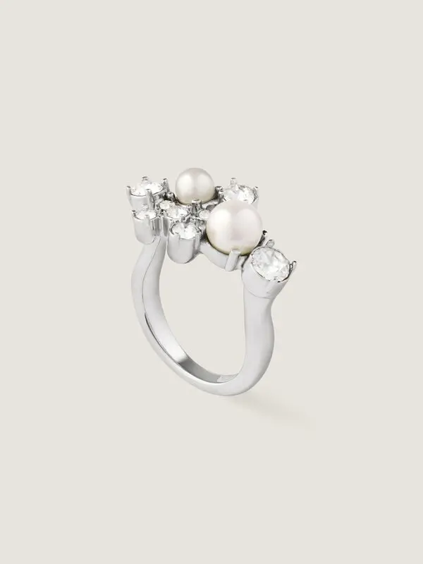 Givenchy Crystal Pearl Mixed Silvery Ring
