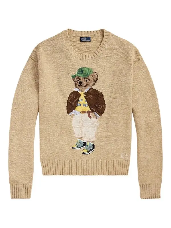 Polo Ralph Lauren Cotton Bear Long Sleeve Crew Neck Pullover - Multicolor