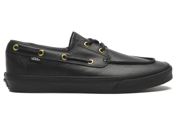 VANS 2-eyelet Leather Boat Shoe - Black