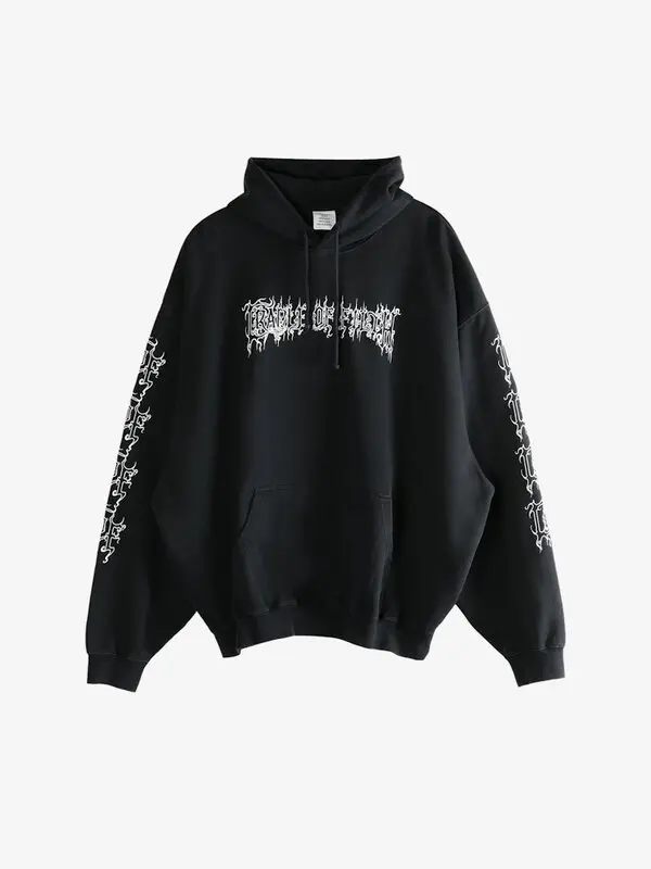 Vetements Cof Logo Oversized Hoodie - Washed Black