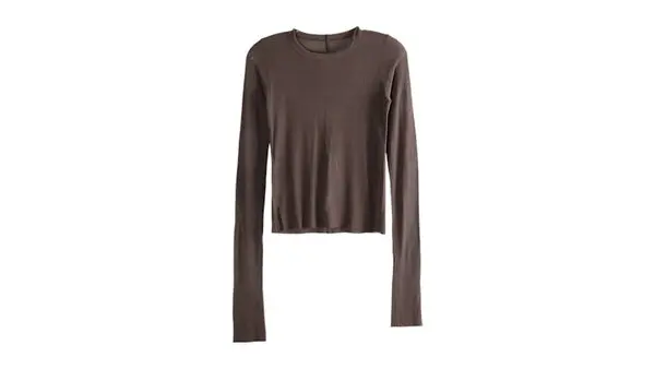 Rick Owens Cropped Rib Long Sleeve T-shirt - Brown