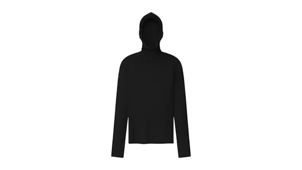 Fear Of God Essentials Long Sleeve Hooded Rib Top - Vintage Black