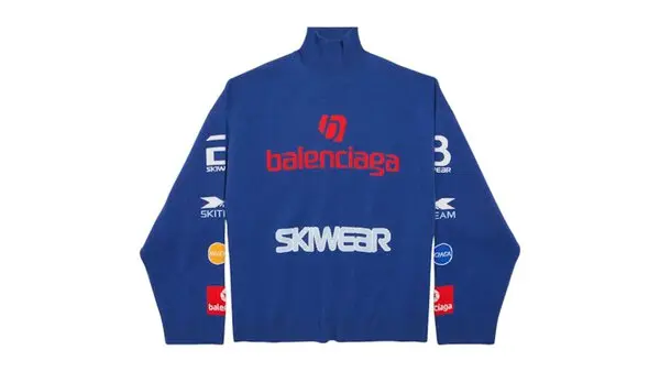 Balenciaga Sponsor Long Sleeve Turtleneck Sweater - Blue