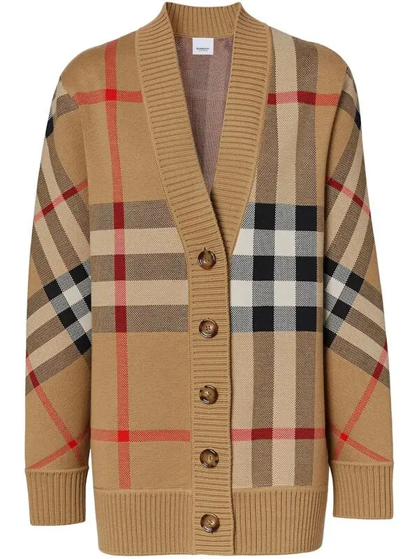Burberry Oversized Check Cardigan - Archive Beige