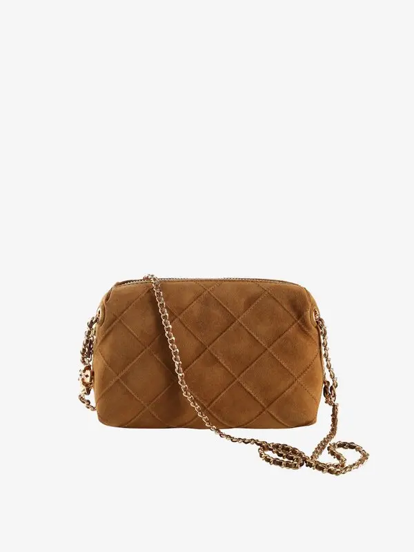Tory Burch Fleming Suede Soft Crossbody Bag - Chicory Brown