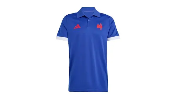 Adidas France Rugby Home Supporters Replica Polo Shirt - Semi Lucid Blue