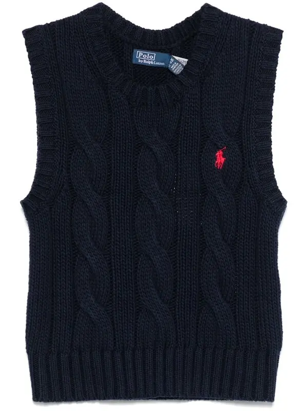 Polo Ralph Lauren Sleeveless Cableknit Sweater - Hunter Navy Blue