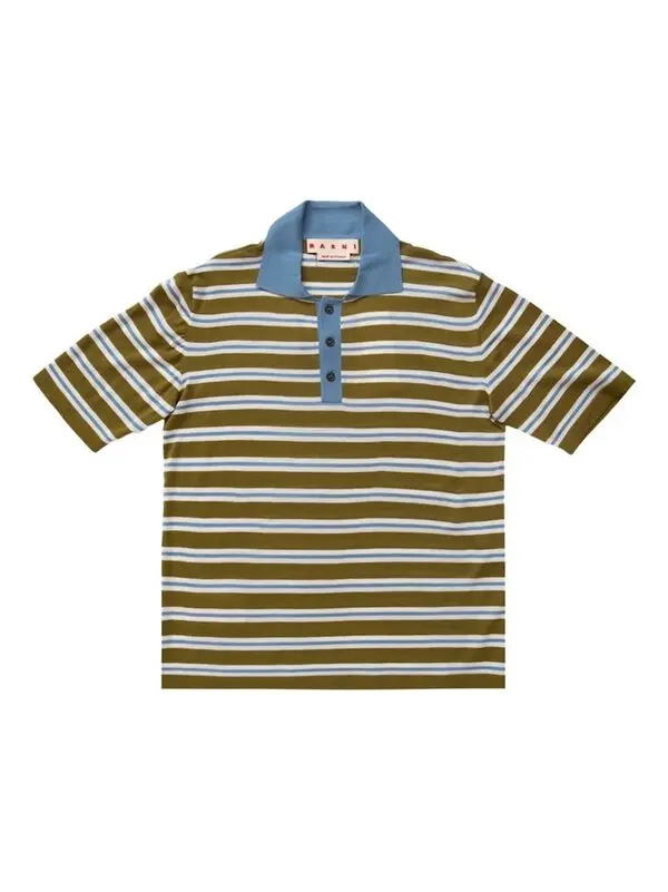 Marni Striped Wool Polo Shirt - Grass