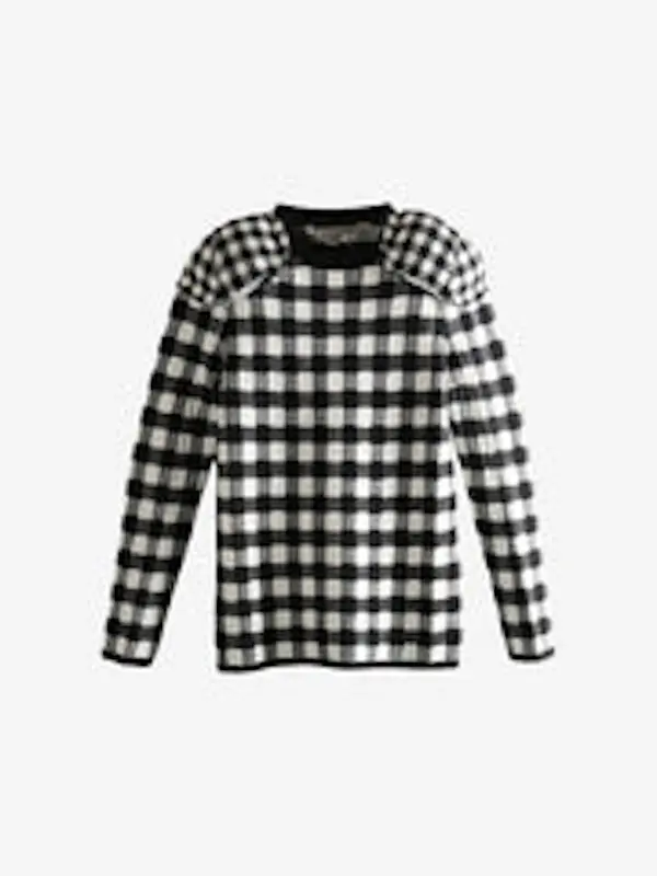 Comme Des Garçons Black And White Plaid Sweater - Black Off White