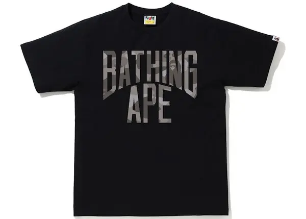 A BATHING APE Camo Nyc Logo Tee Shirt - Black/gray