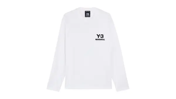 Adidas Y3 Nbhd Logo Long Sleeve Tee Shirt - Core White