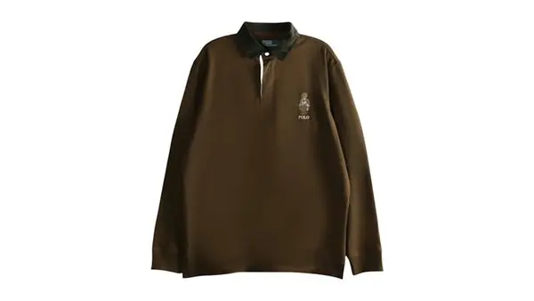 Polo Ralph Lauren Long Sleeve Jersey Novelty Bear Rugby Shirt - Branch Brown Heritage Bear