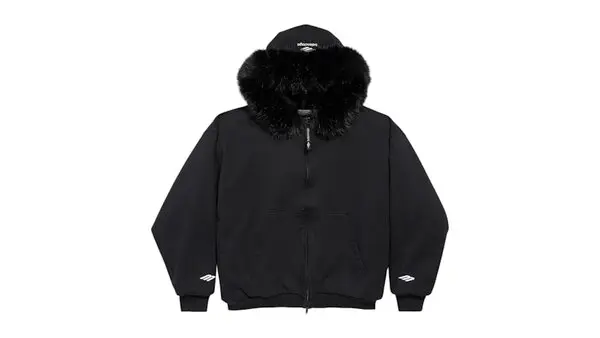 Balenciaga Fluffy Zipup Fleece Hoodie - Washed Black