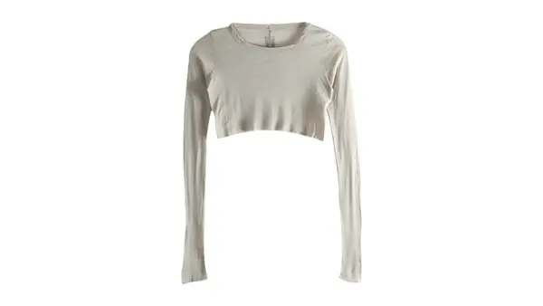 Rick Owens Long Sleeve Crop T-shirt - Pearl