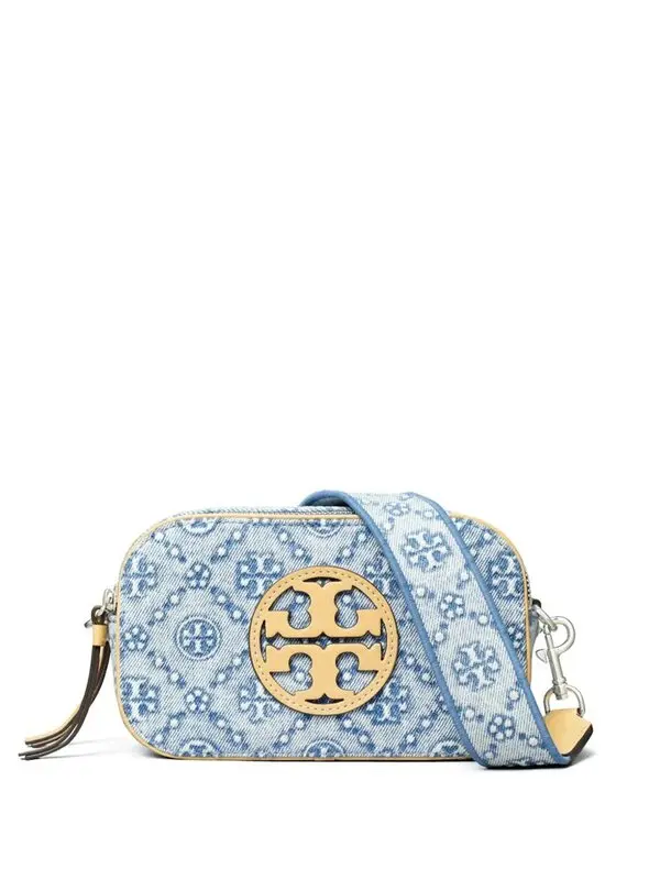 Tory Burch Miller T Monogram Denim Mini Crossbody Bag - Powder Blue
