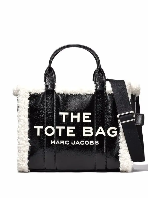 Marc Jacobs Crinkle Shearling Medium Tote Bag - Black/white