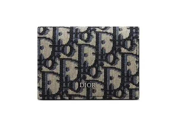 Dior Oblique Business Card Holder Jacquard - Beige