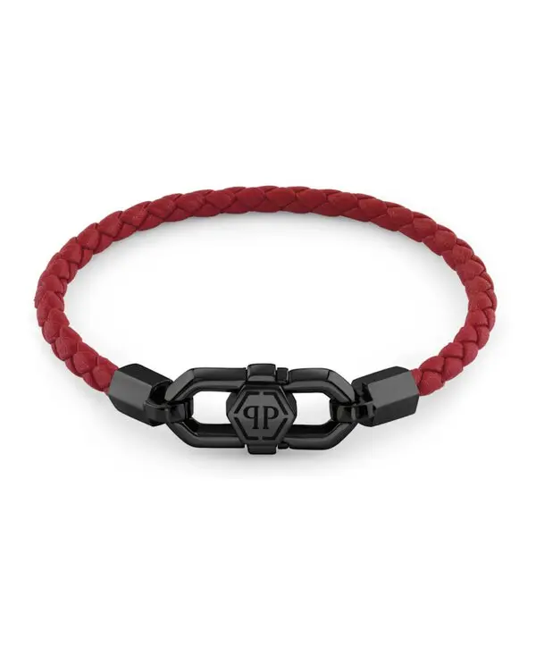 Philipp Plein Plein Edge Calf Leather Bracelet - Gun
