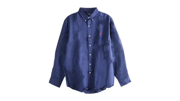 Polo Ralph Lauren Longsleeve Piece Dye Linen Sport Shirt - New Classic Navy Blue