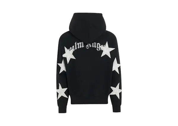 Palm Angels Patched Stars Vintage Hoodie - Black/ White