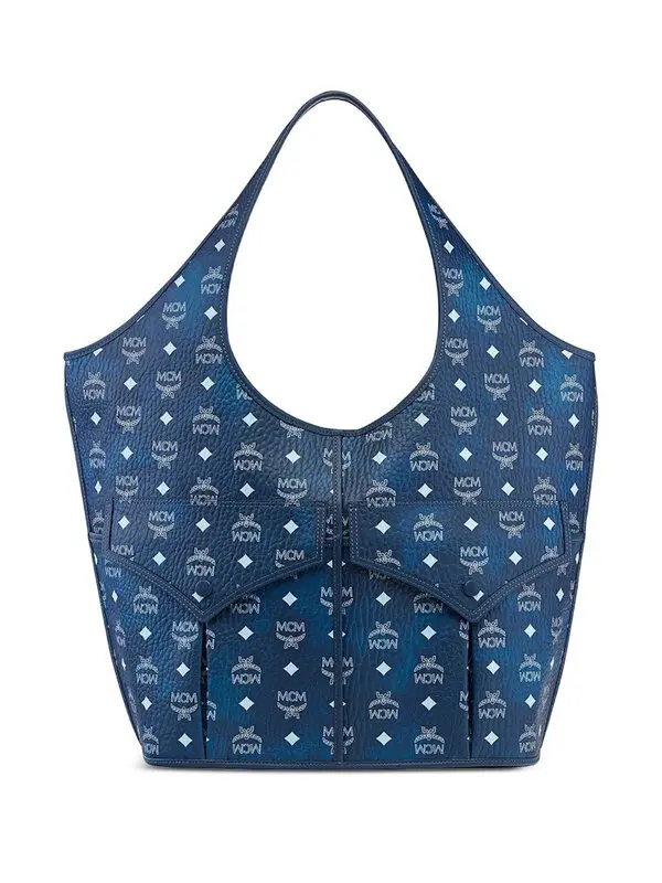 Mcm Aren Vi Xlarge Shopper - Blue Visetos