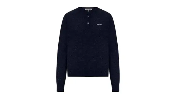 Miu Miu Cashmere 3button Crewneck Sweatshirt Sweater - Blue