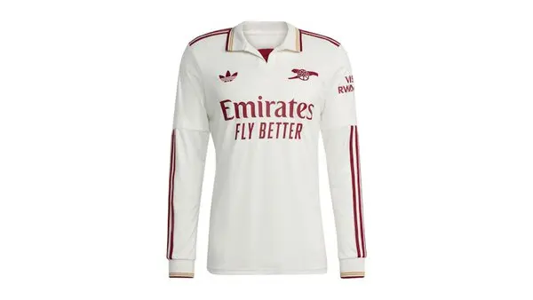 Adidas Arsenal 25/26 Long Sleeve Third Jersey - Cloud White Team Coll Burgundy 2