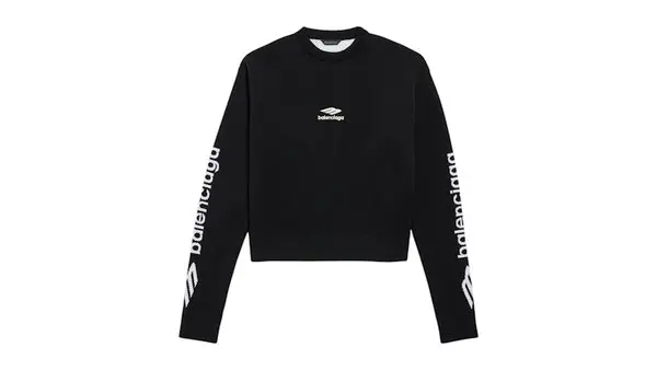 Balenciaga 3b Sports Icon Cropped Crewneck Sweatshirt - Black/white
