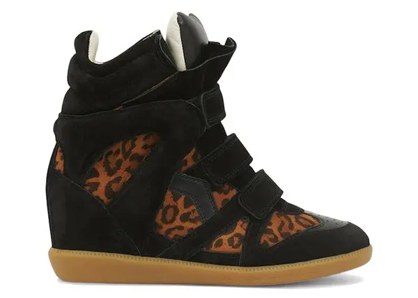 Isabel Marant Bekett Leather Wedge Sneakers - Leopard