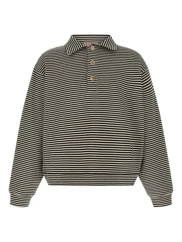 Marni Knitted Polo Shirt Roundneck Sweater - Satin Black
