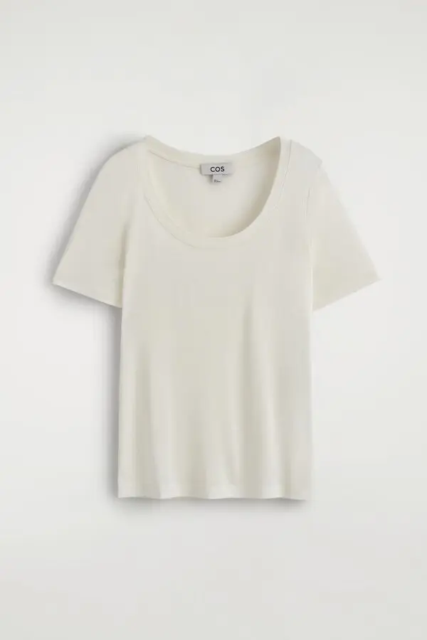 Cos Slim Silk T-shirt - White