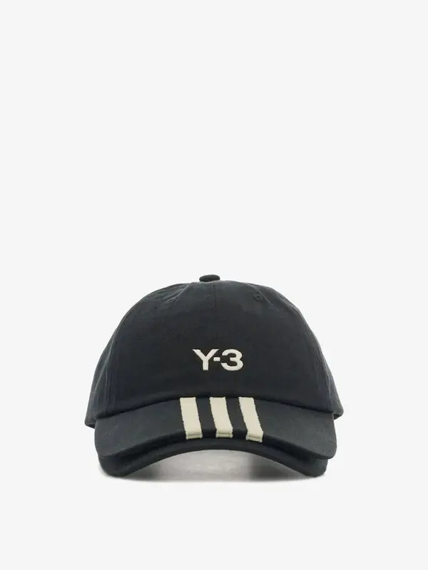 Y3 Stripes Double Brim Cap - Black