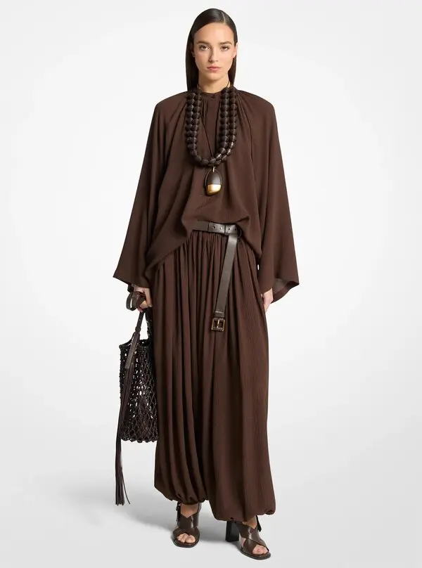 Michael Kors Silk Seersucker Sarouel Pants