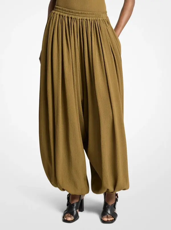 Michael Kors Silk Seersucker Sarouel Pants