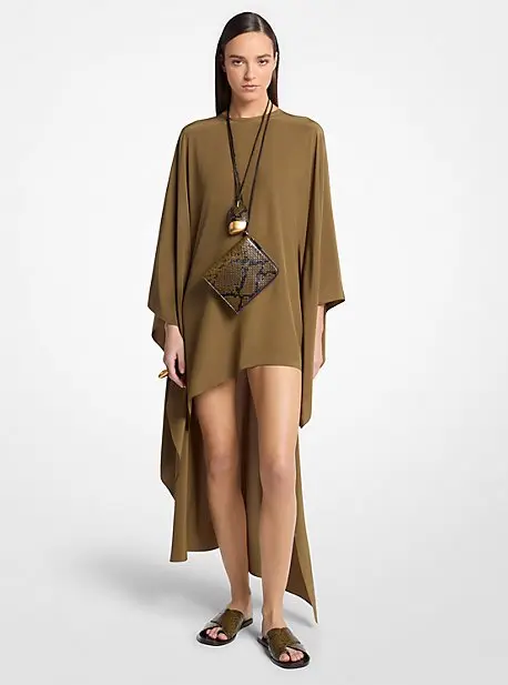 Michael Kors Silk Crepe De Chine Asymmetric Caftan - Green