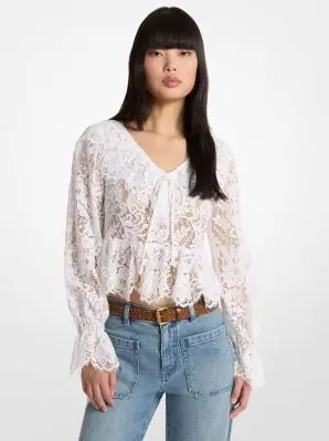 Michael Kors Corded Floral Lace Blouse - White